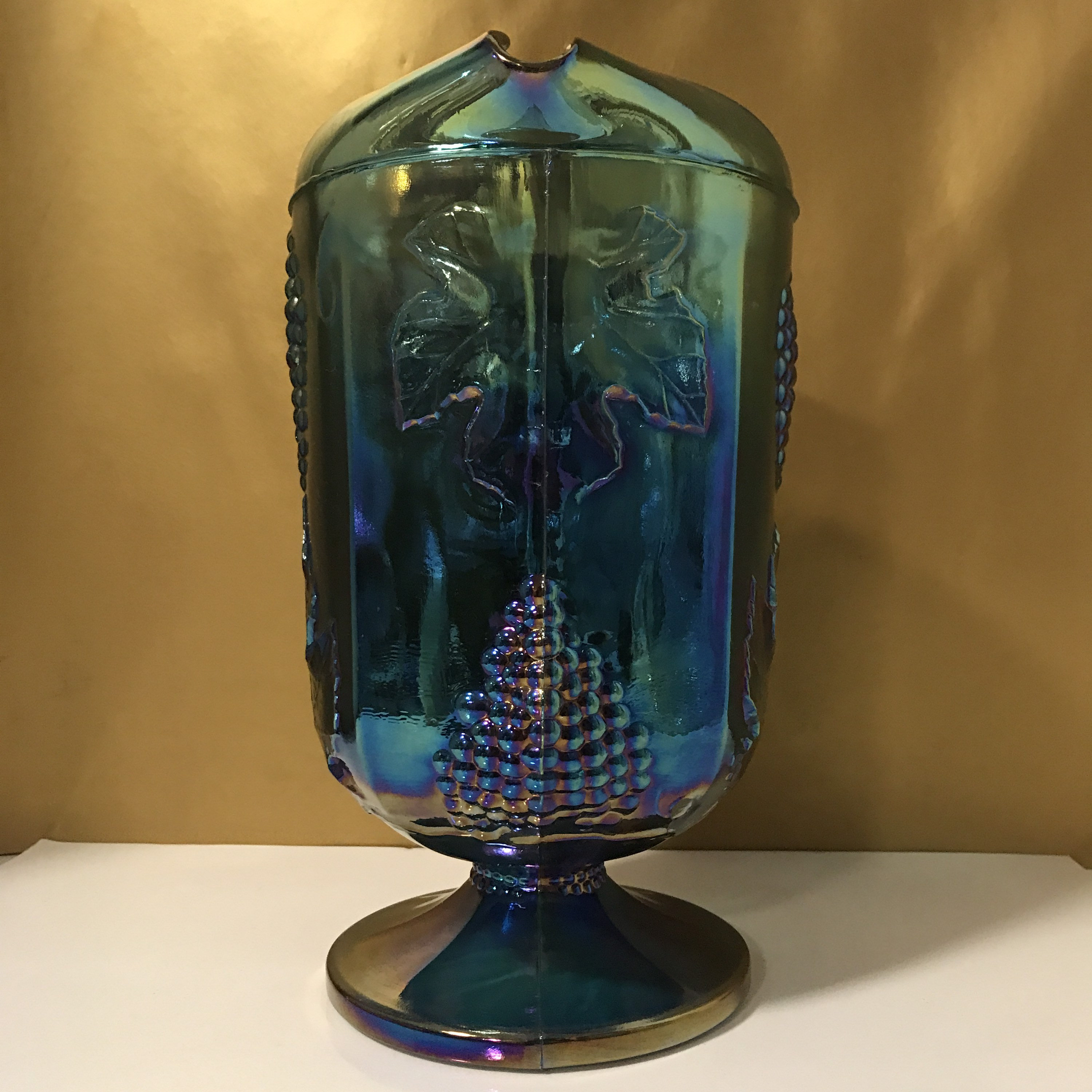 Vintage Indiana Glass Harvest Blue Iridescent Glass Pitcher | Etsy