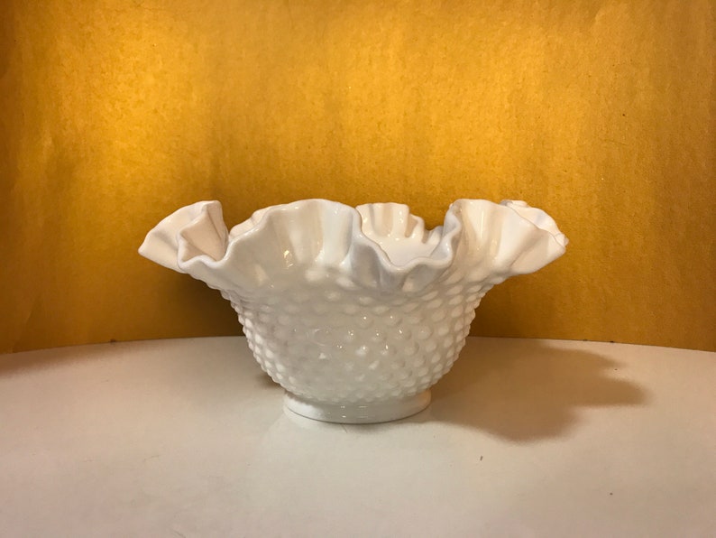 Fenton Large White Double Ruffle Hobnail Bowl 50s 60s Milk | Etsy