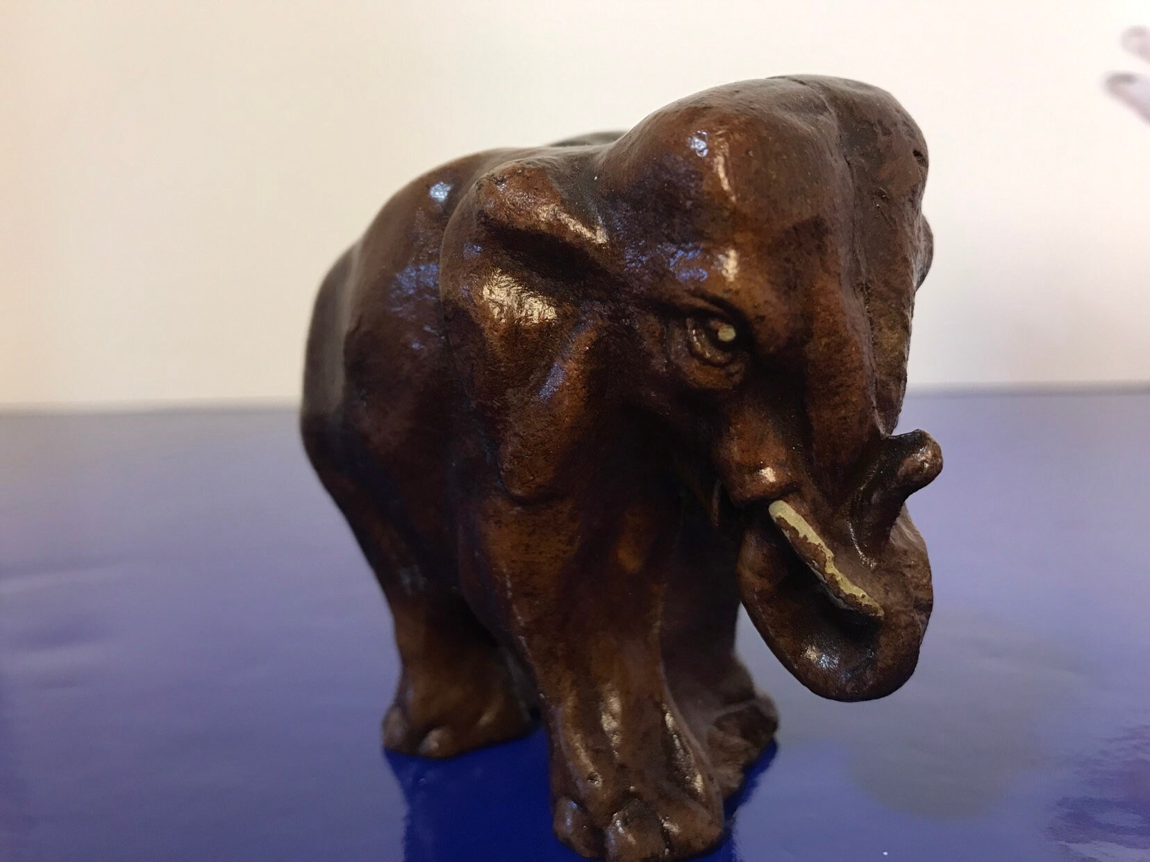 Syroco Wood Elephant Small 3 Figure with White Tusks and | Etsy