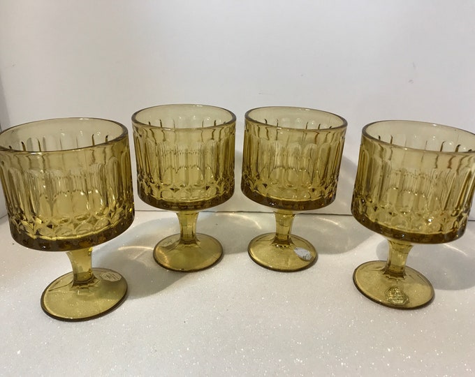 Topaz Independence Sculptural Glass Goblet 4pc Set 10oz Dessert Drink ...