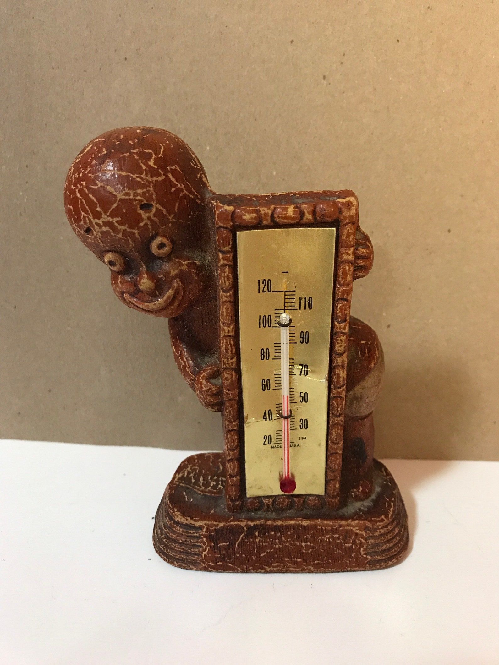 Vintage 1949 Americana Wood Thermometer Figurine: Multi Prod Inc ...