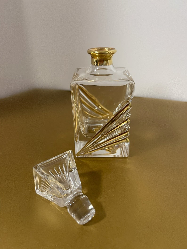 Crystal Modern Perfume Bottle 24k Gold Embellishments Vintage - Etsy
