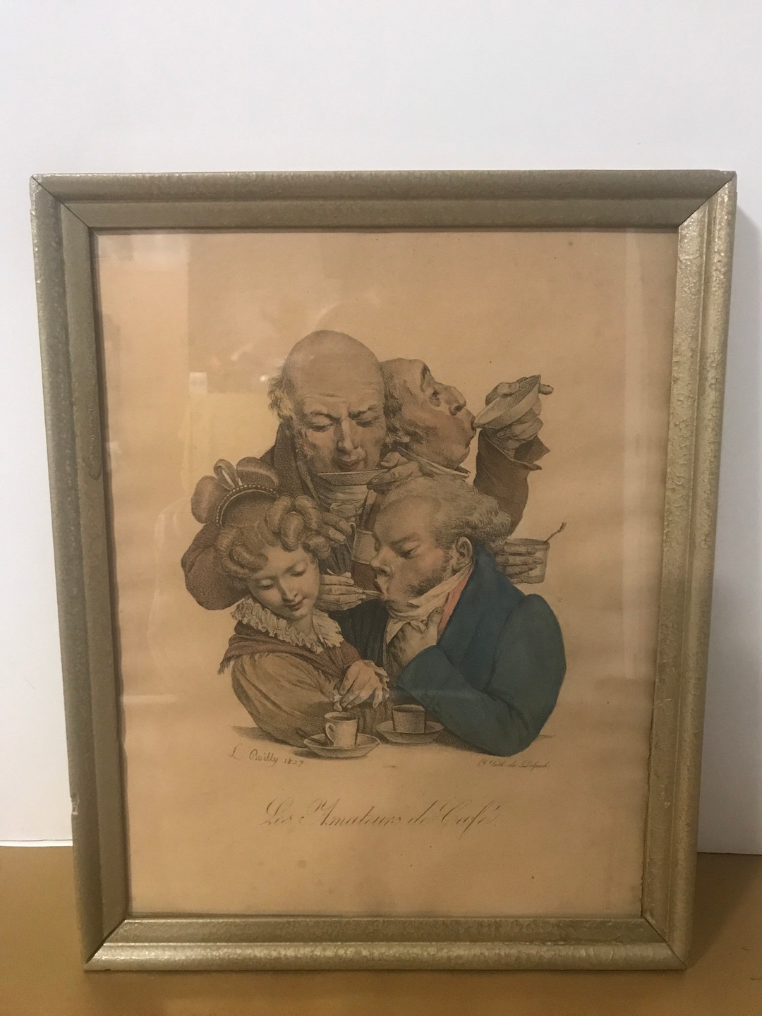 Antike "Kaffeetrinker" Lithographie: Boilly Karikatur, Paris, 1827 ...