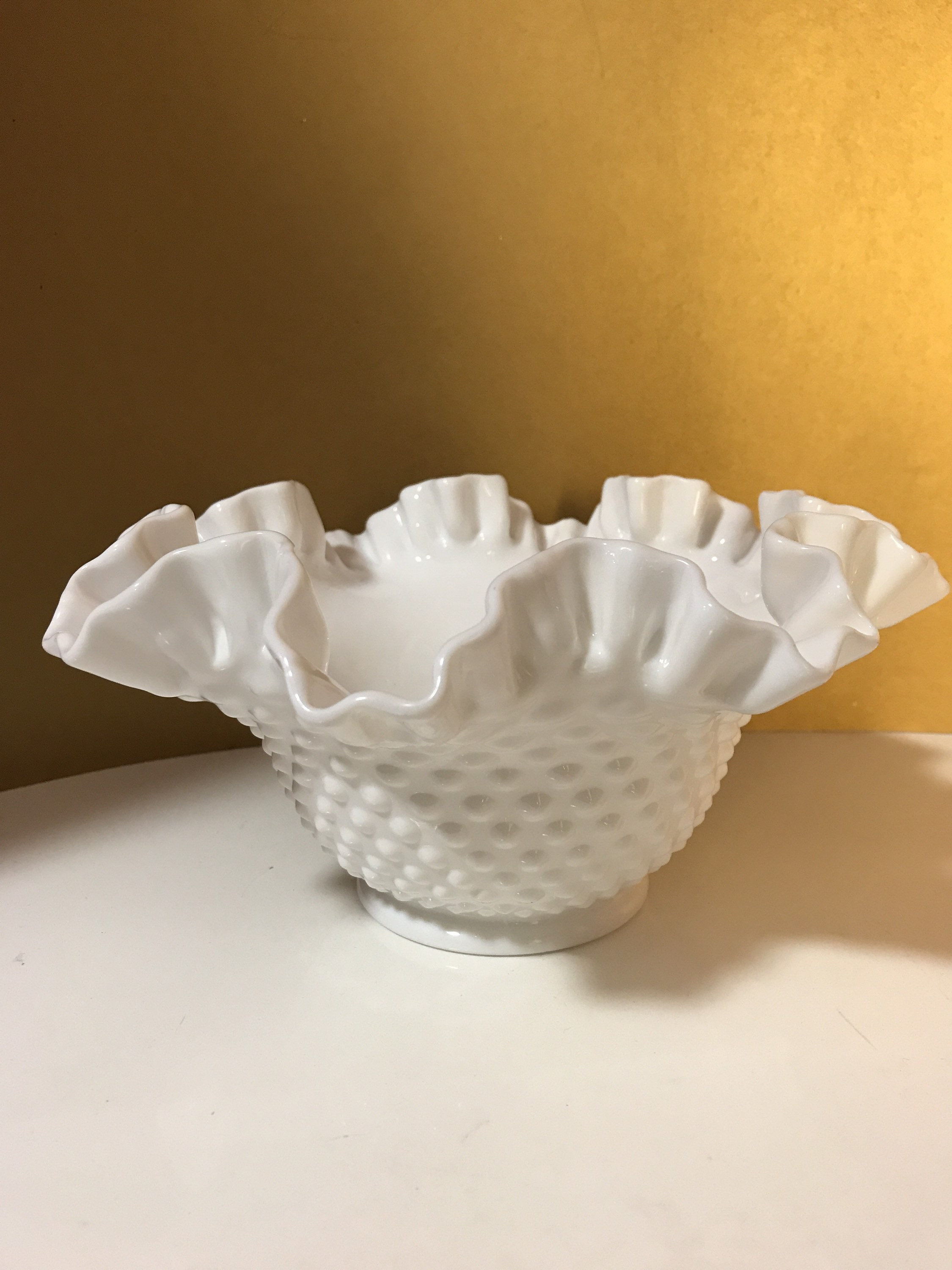 Fenton Large White Double Ruffle Hobnail Bowl 50s 60s Milk | Etsy