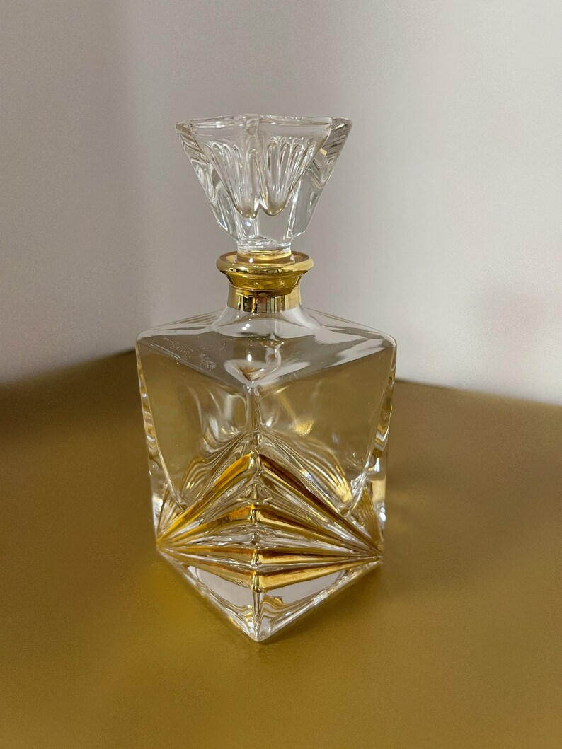 Crystal Modern Perfume Bottle 24k Gold Embellishments Vintage - Etsy