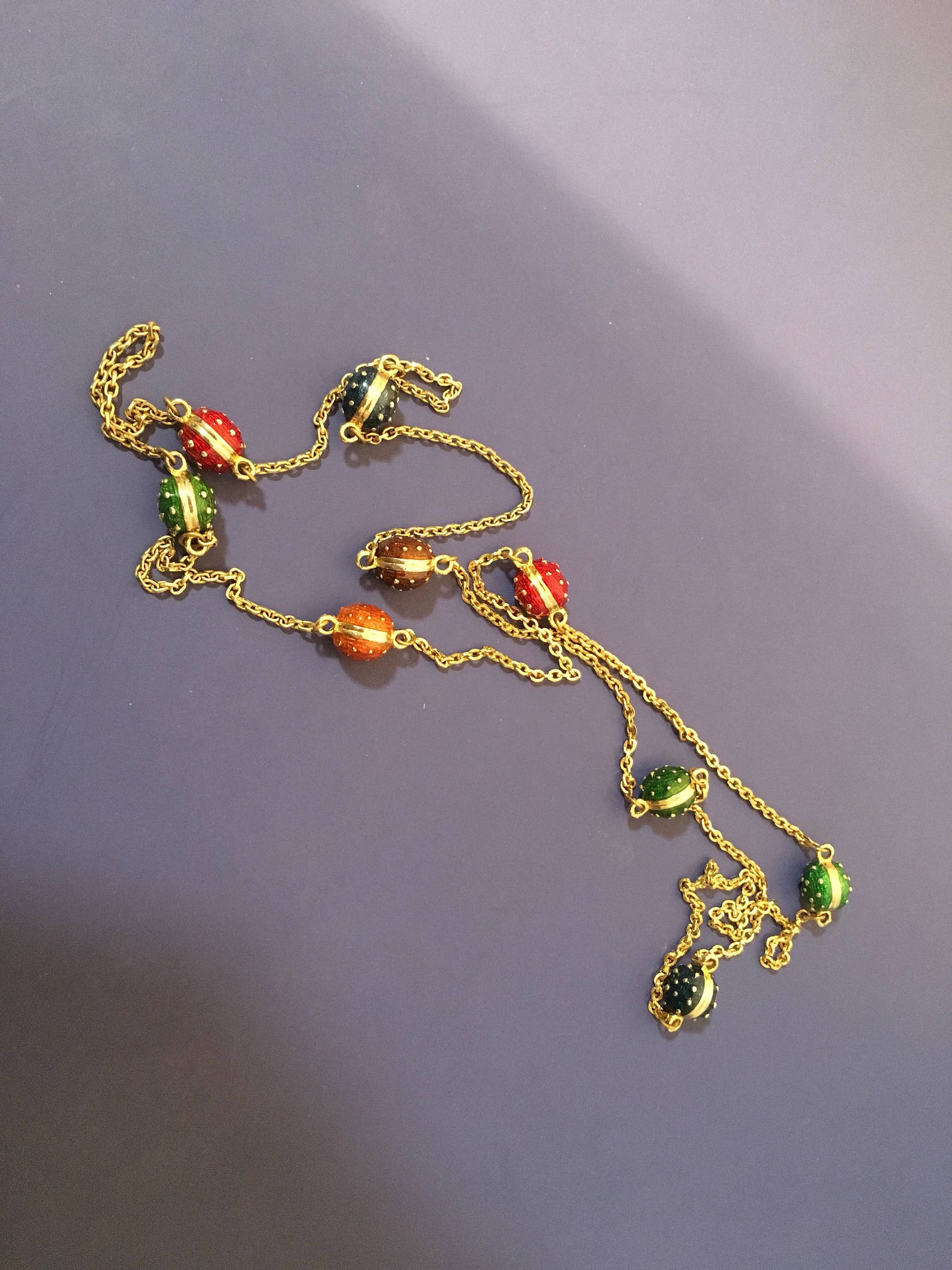 Vintage Extra Long 22 Gold Chain Necklace Large Enameled | Etsy