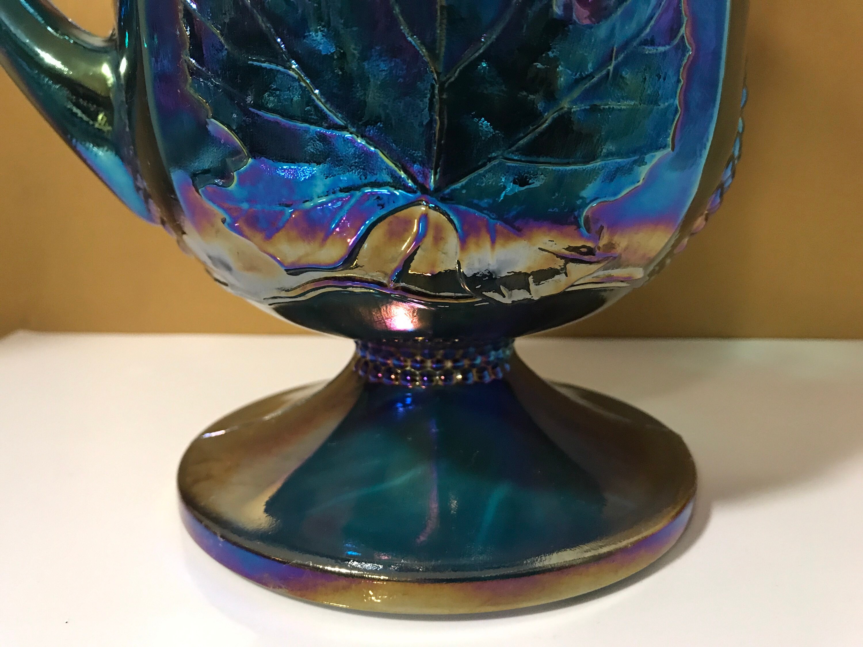 Vintage Indiana Glass Harvest Blue Iridescent Glass Pitcher | Etsy