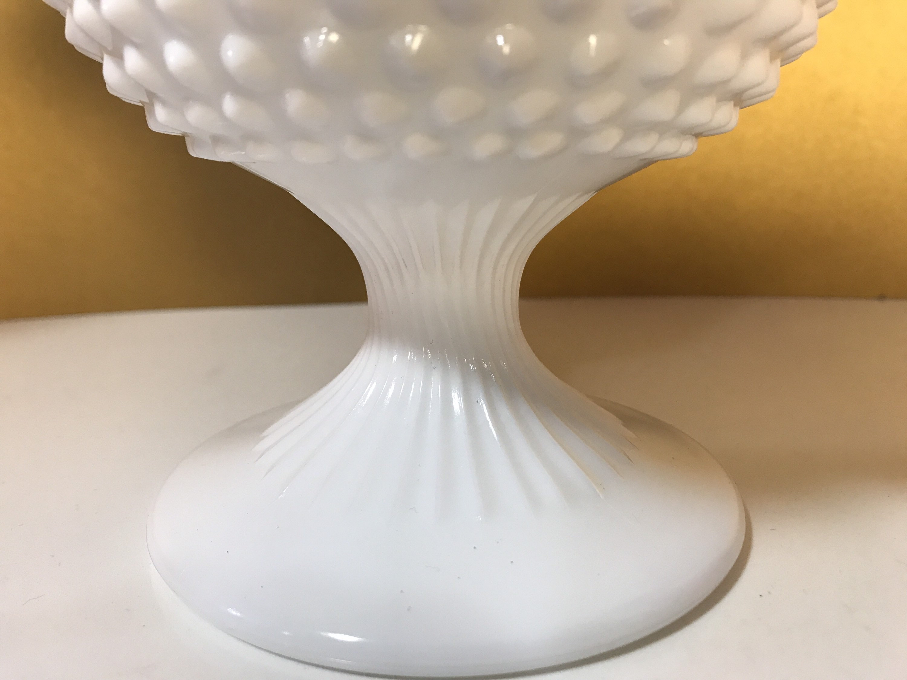 Fenton Vintage Hobnail Ruffled Ribbed Pedestal Large Wide Open | Etsy