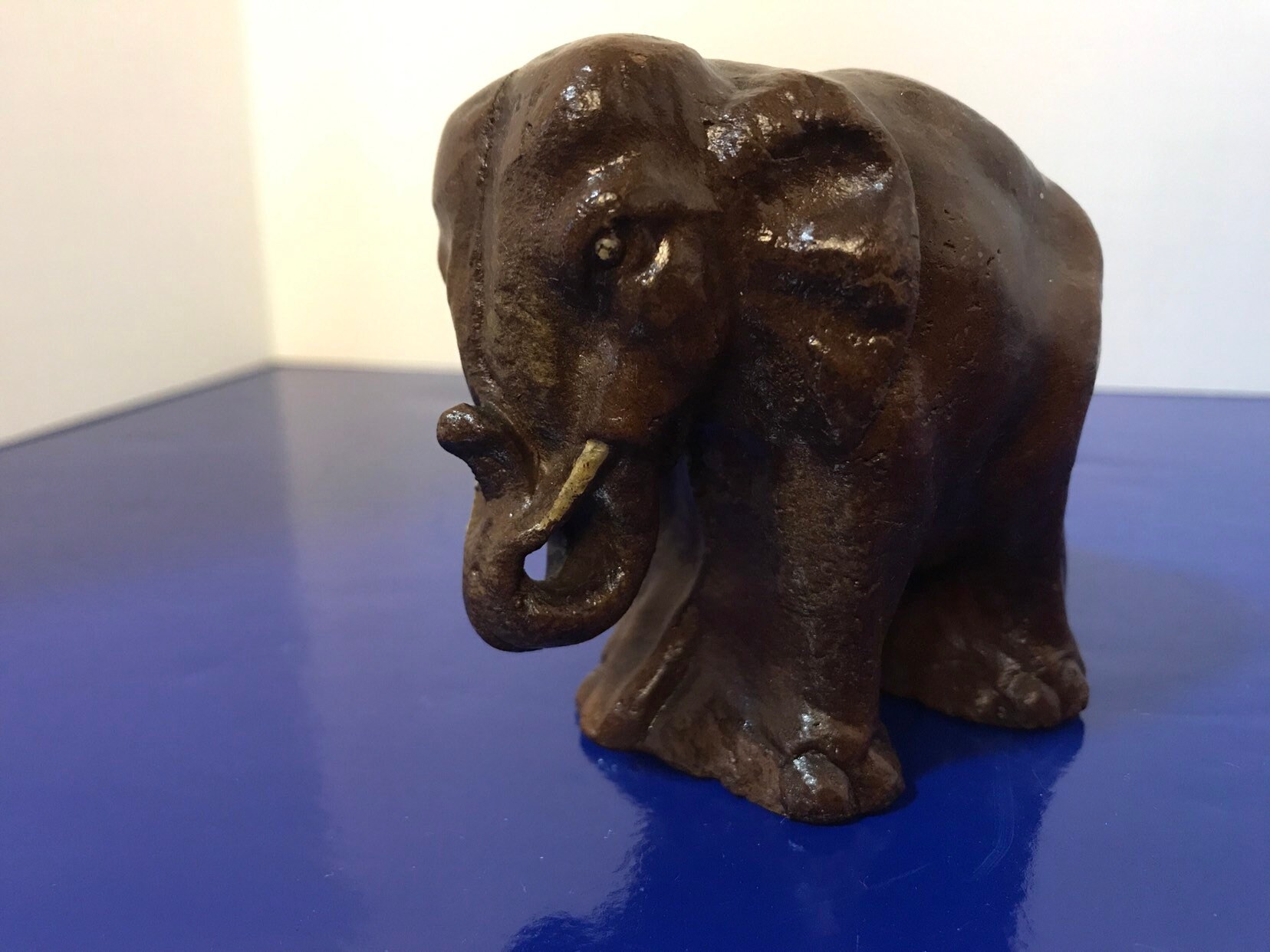 Syroco Wood Elephant Small 3 Figure with White Tusks and | Etsy