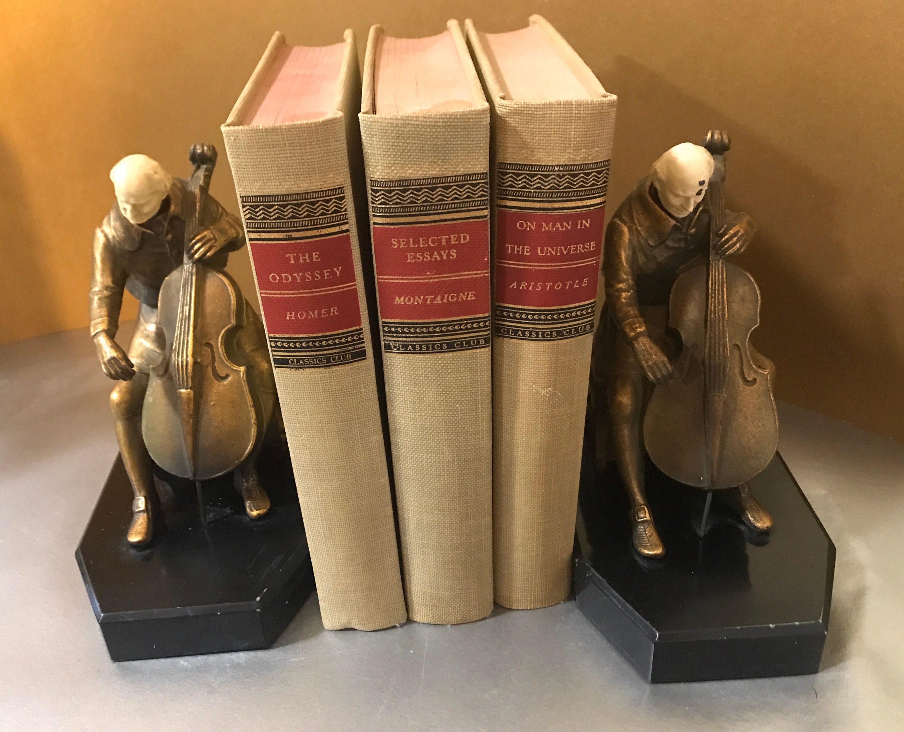 JB Hirsch Ivorine Cellist Bookends 1932 J.Ruhl Bronzed Metal | Etsy