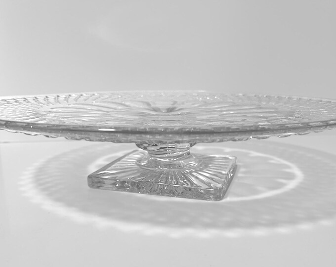 Vintage Clear Glass Extra Large Cake Stand Diamond Pattern - Etsy