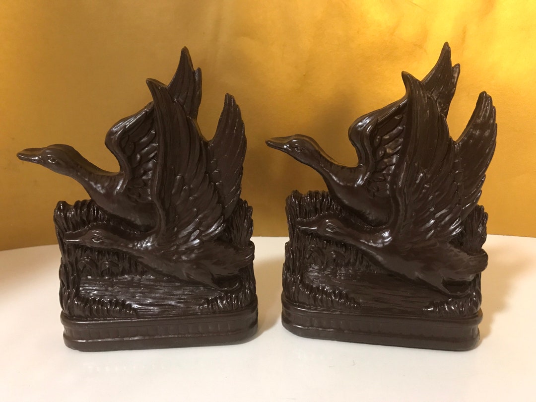 1940s Syroco Wood Wild Geese in Flight Bookends Hand Painted Brown - Etsy