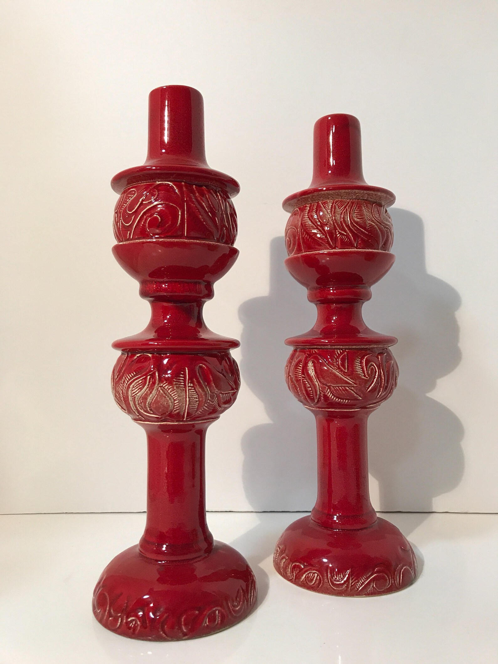 Vintage Pottery Red Table Candle Holders Set SALE SALE SALE - Etsy