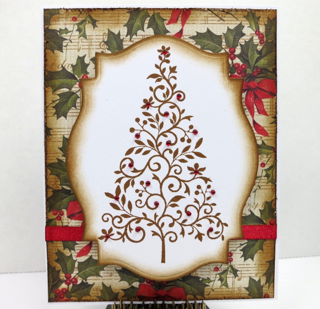 Vintage Christmas Tree Card - Etsy
