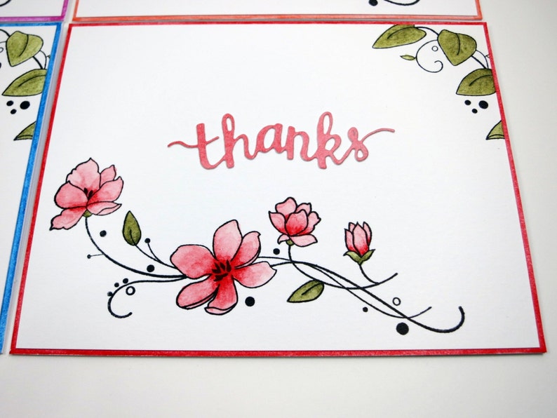 Set of Four Watercolor Thank You Notes, Thank You Note Cards, Thank You ...