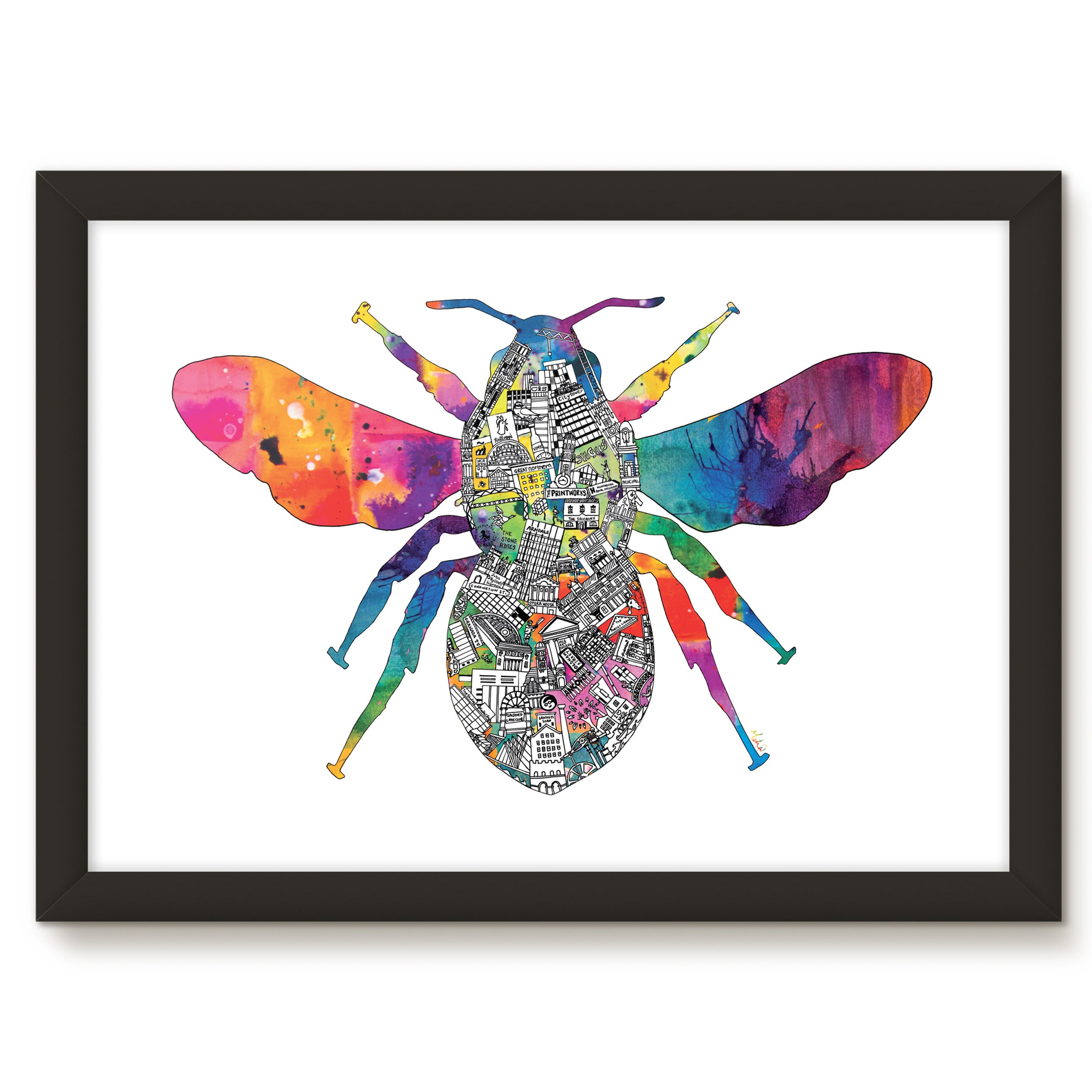Manchester Bee Print Manchester Wall Art Worker Bee Digital Print ...