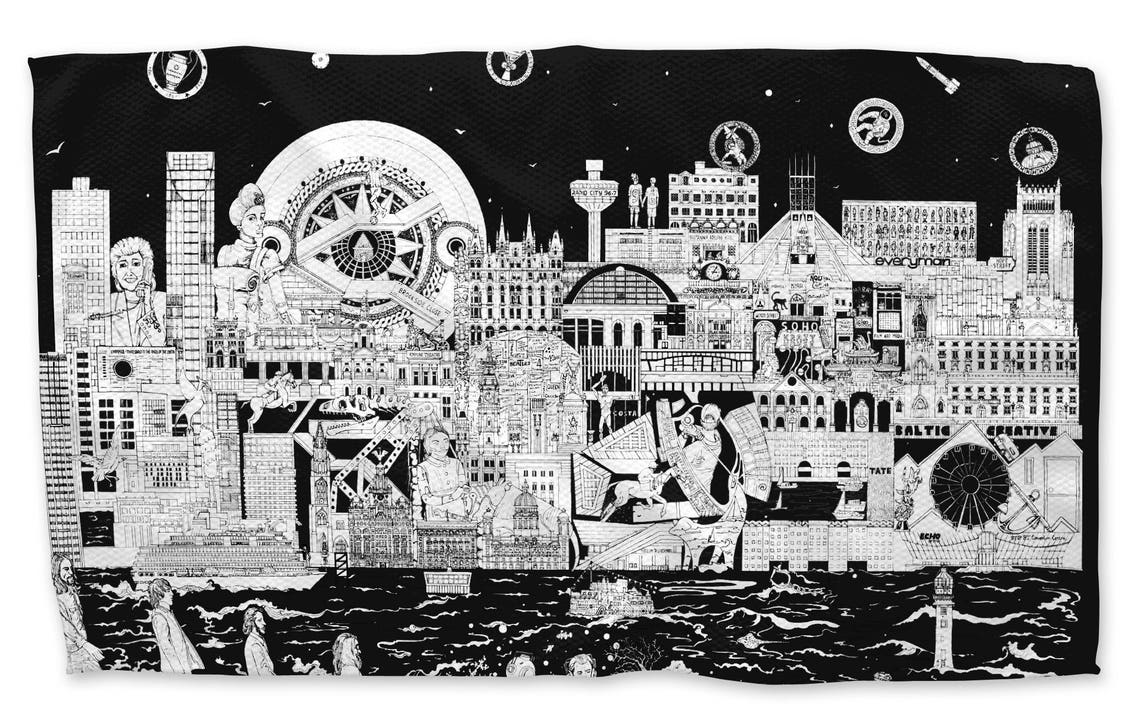 Liverpool Tea Towel | Liverpool City Skyline | New Home Gift ...