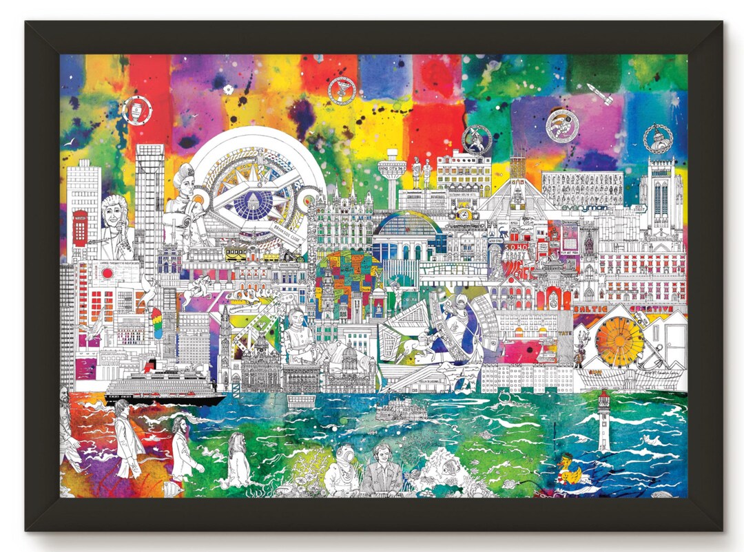 Liverpool Skyline Print - Liverpool Wall Art - Liverpool Housewarming ...