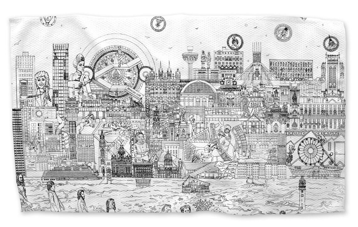 Liverpool Tea Towel | Liverpool City Skyline | New Home Gift ...