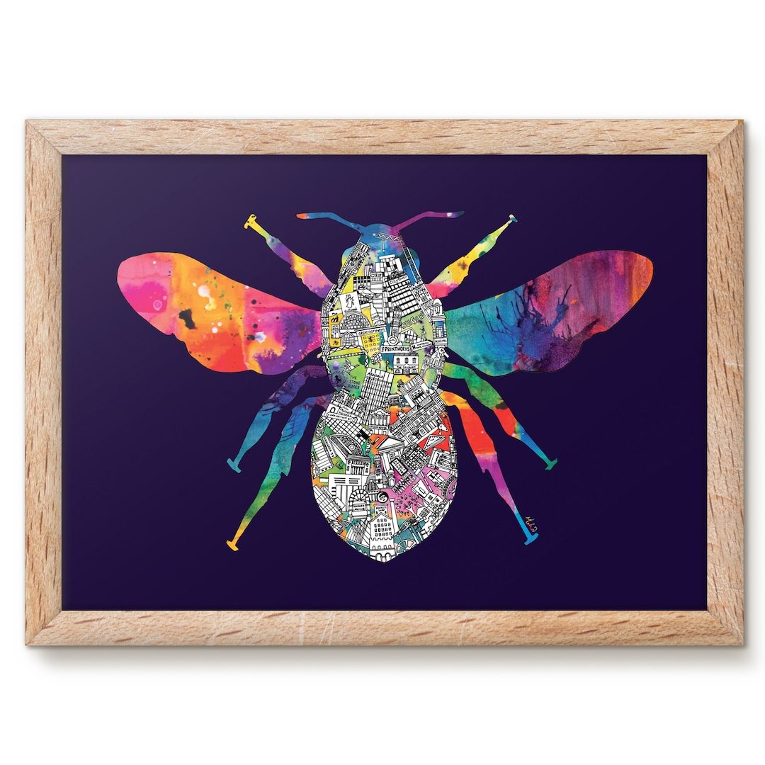 Manchester Worker Bee Print - Manchester Bee Art - Manchester Bee Gift ...