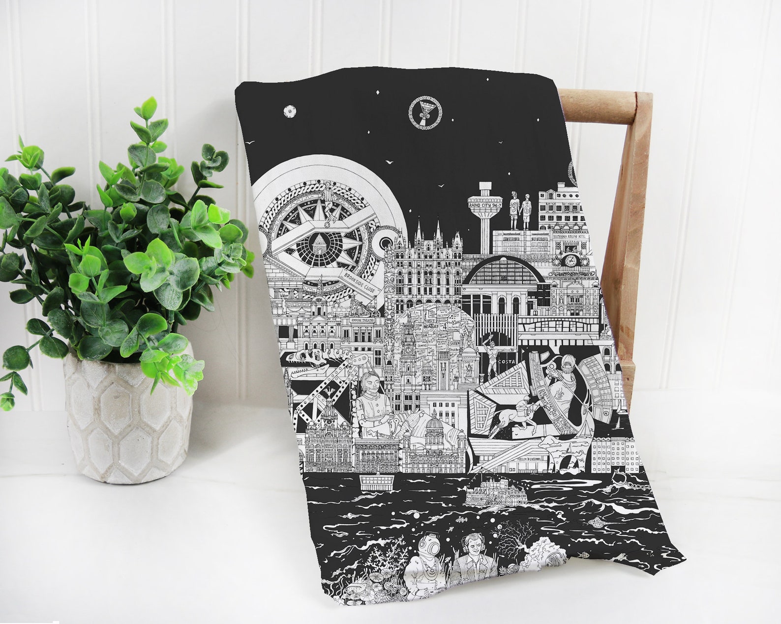 Liverpool Tea Towel | Liverpool City Skyline | New Home Gift ...