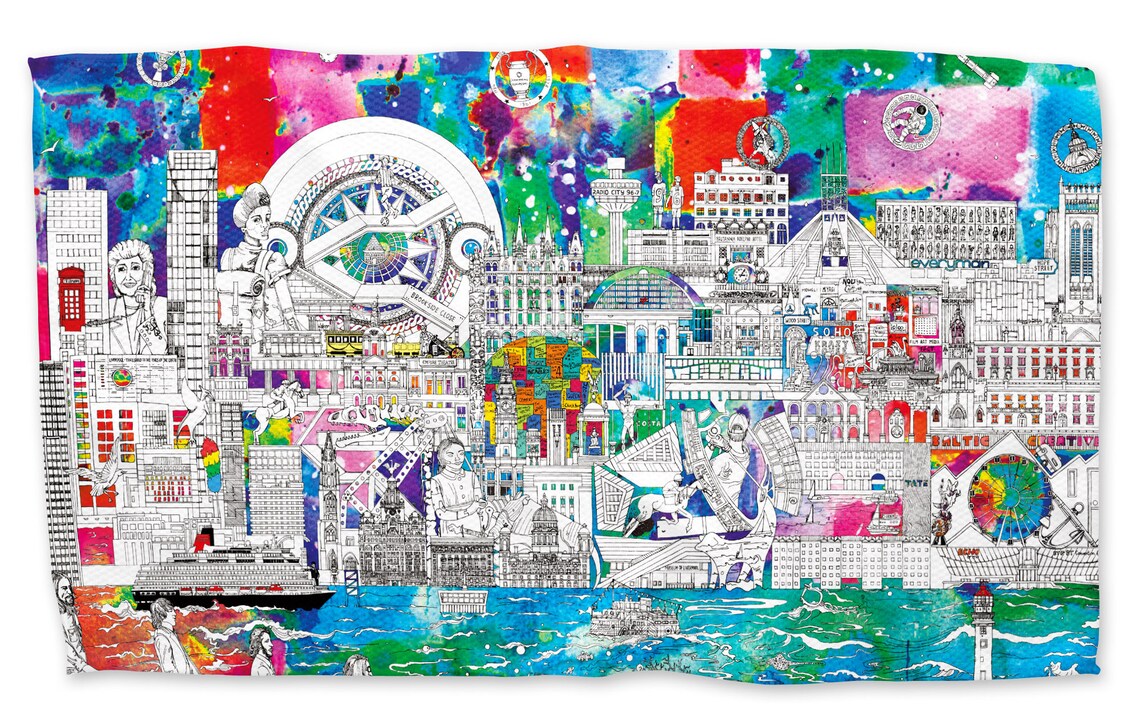 Liverpool Tea Towel | Liverpool City Skyline | New Home Gift ...