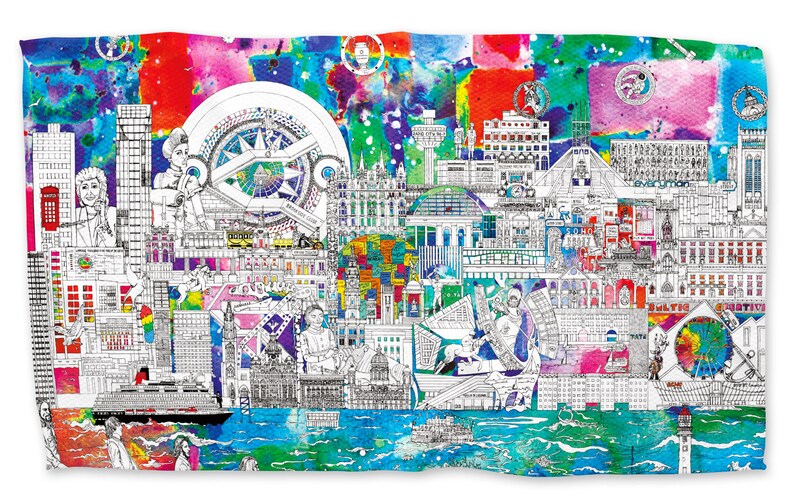 Liverpool Tea Towel | Liverpool City Skyline | New Home Gift ...