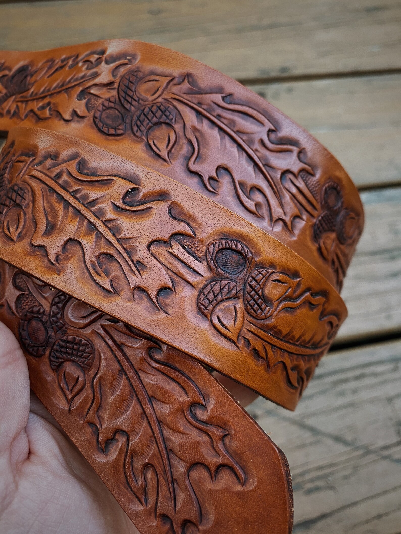 Tooled Leather Oak Leaf Acorn Belt | Etsy