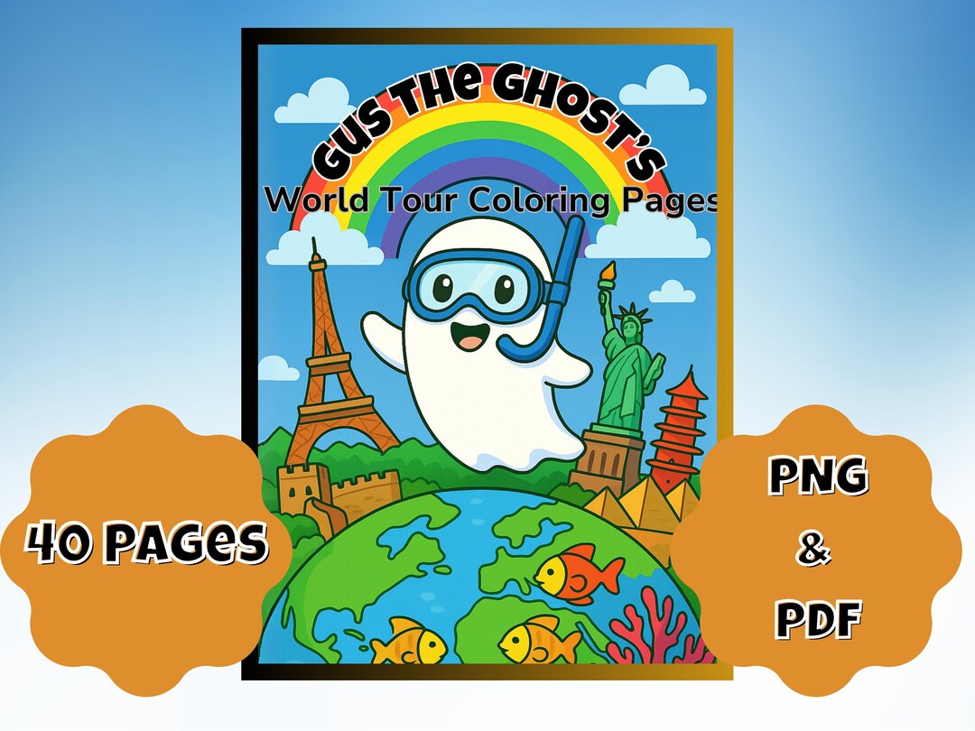 Gus the Ghost World Tour Coloring Pages: Travel Activity Book (digital ...