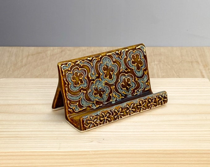 Ceramic Cell Phone Holder Phone Stand for Desk Art Nouveau Slip Trailed ...