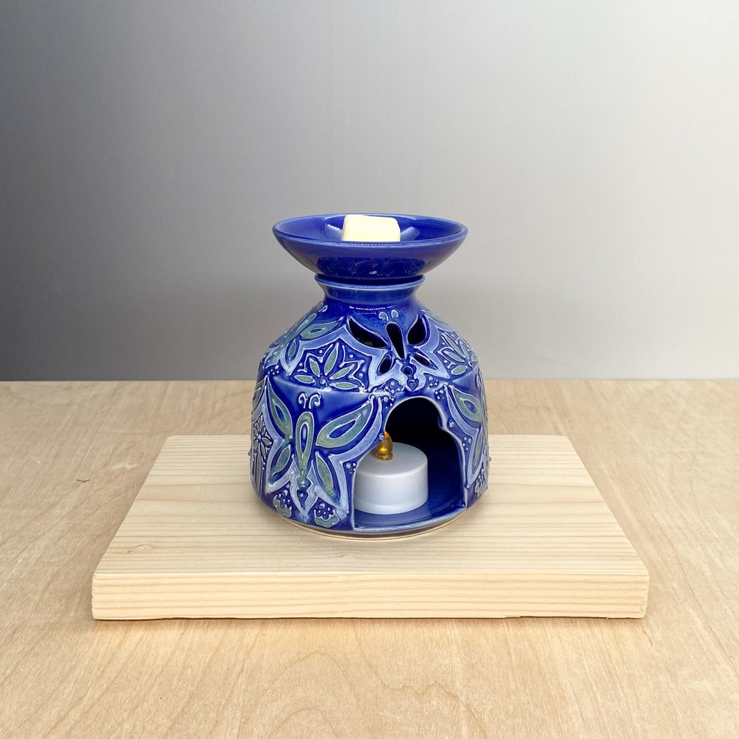 Ceramic Wax Warmer - Oil Diffuser - Butterfly Design - Slip Trailed ...