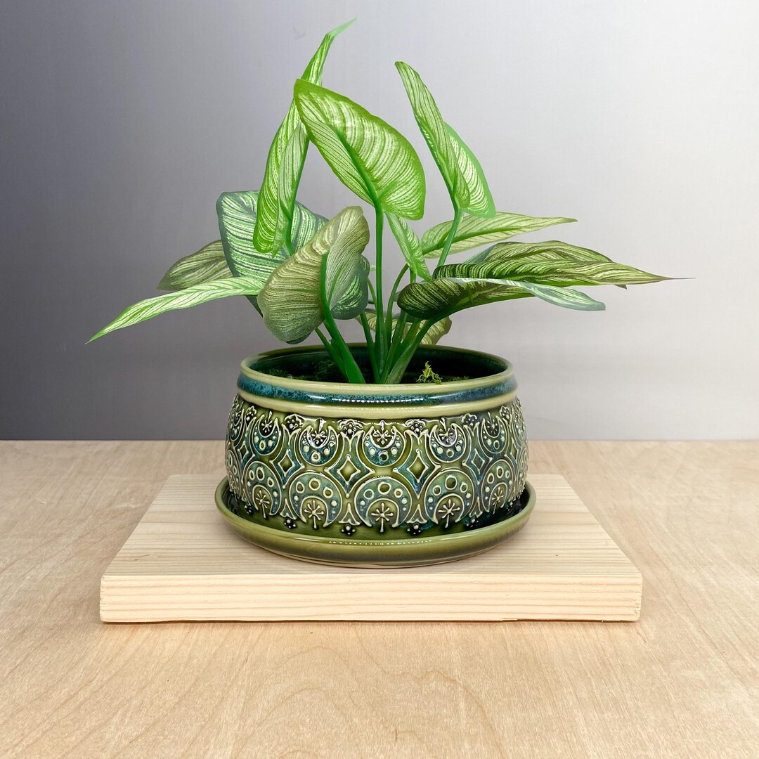 5" Ceramic Planter – Planter With Attached Bottom - Lunar Design - Slip ...