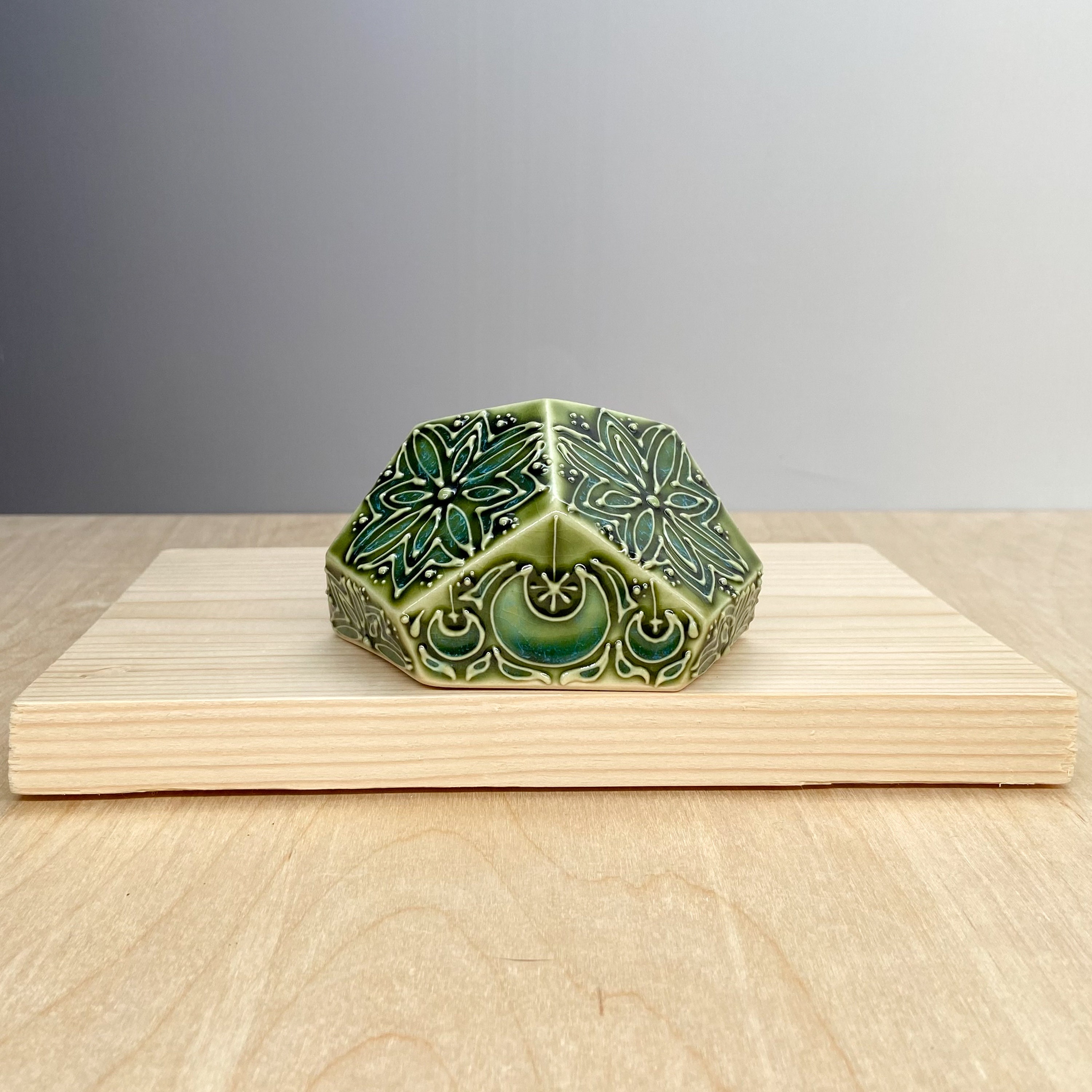 Ceramic Prism Wall Decor - Wall Mounted Art - Floral Design - Slip ...