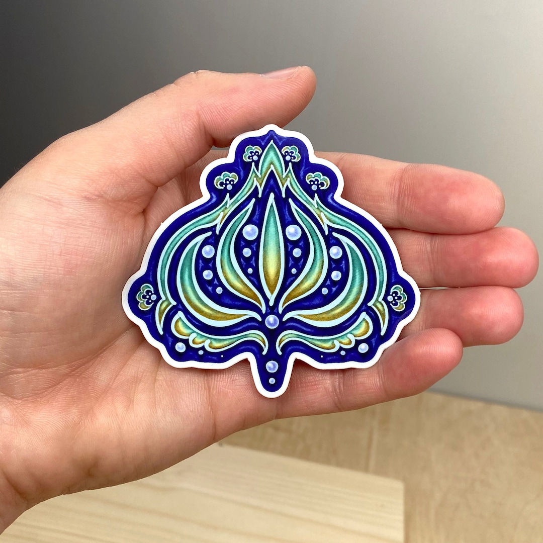 Vinyl Lotus Flower Sticker - Glossy Waterproof Decal - Art Nouveau - Etsy