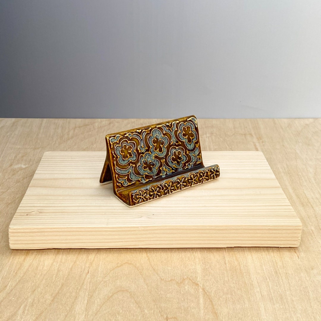 Ceramic Cell Phone Holder Phone Stand for Desk Art Nouveau Slip Trailed ...