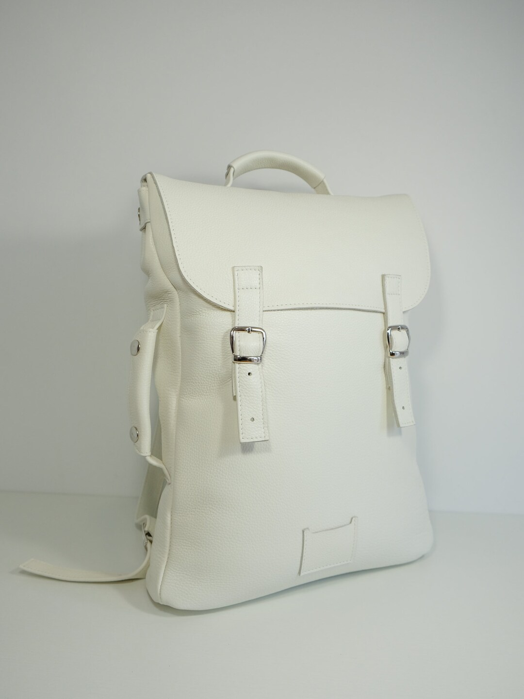 Milky White Large Leather Backpack Rucksack / in Stock / Leather ...