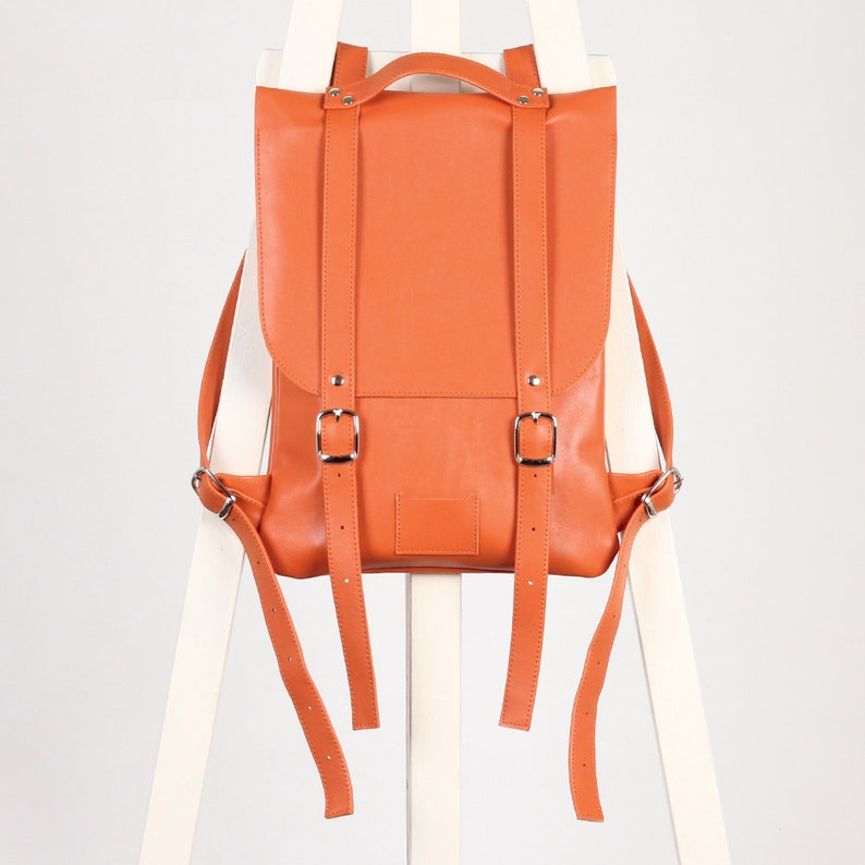 Orange Small Leather Backpack Rucksack / in Stock / Orange - Etsy