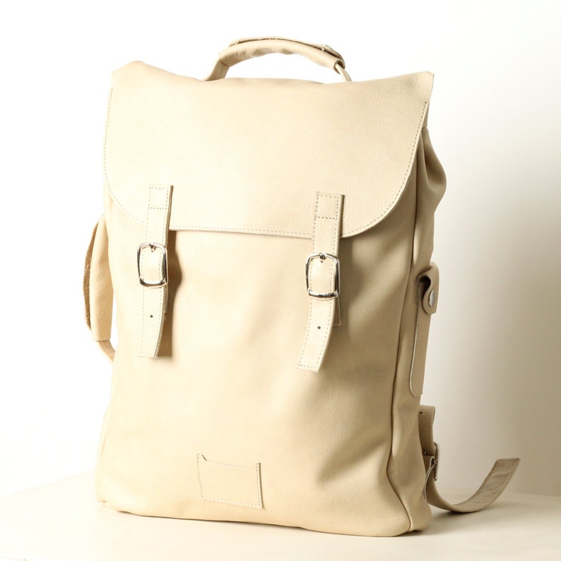 Milky White Large Leather Backpack Rucksack / to Order / | Etsy
