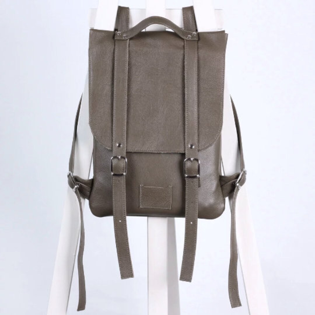 Soft Dove Colored Leather Backpack Rucksack / in Stock / Leather Laptop ...