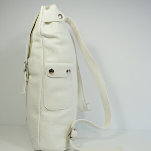 Milky White Large Leather Backpack Rucksack / in Stock / Leather ...