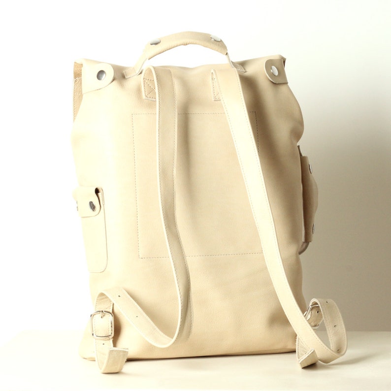Milky White Large Leather Backpack Rucksack / to Order / | Etsy