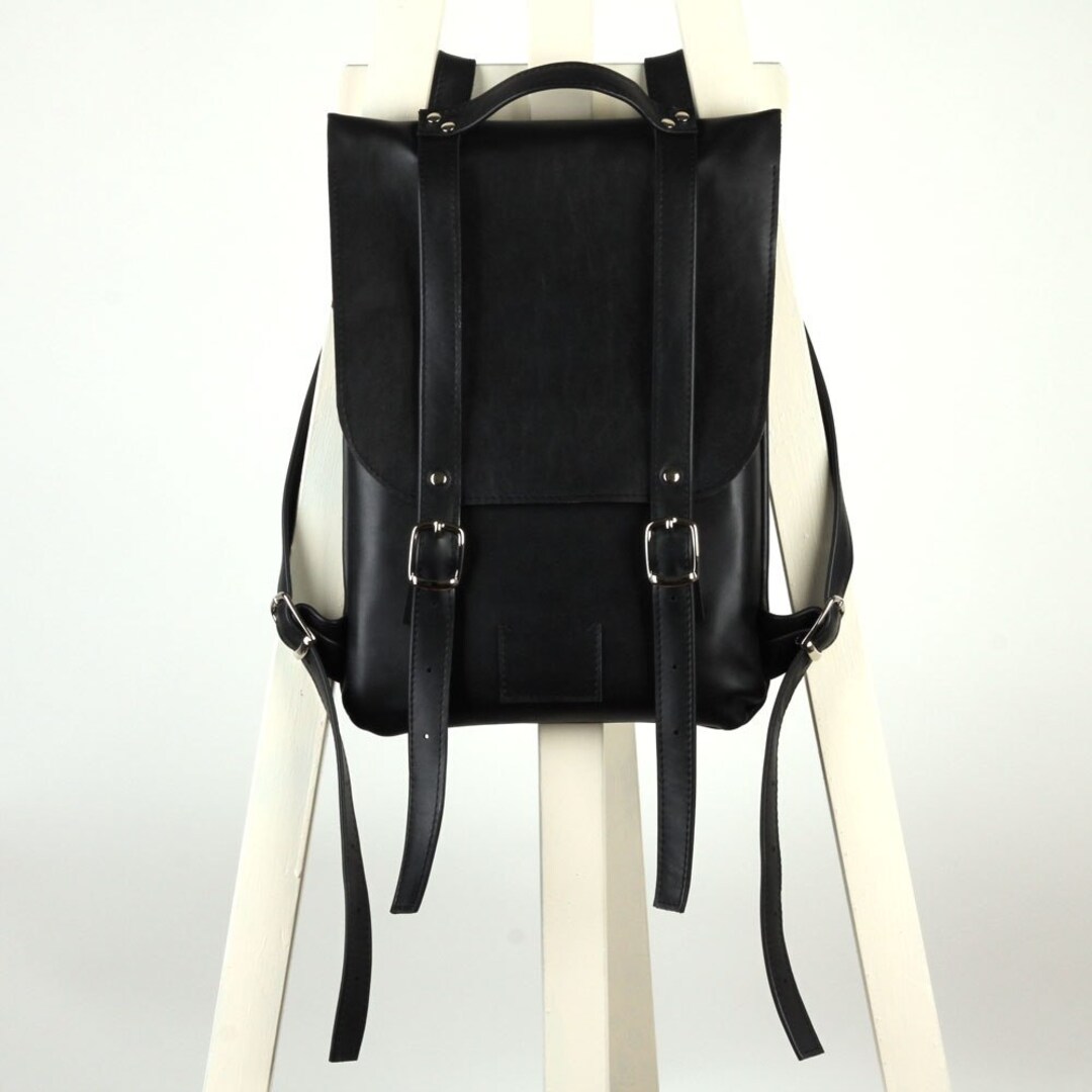 Black Leather Backpack Rucksack / in Stock / Laptop Bag / Black Leather ...