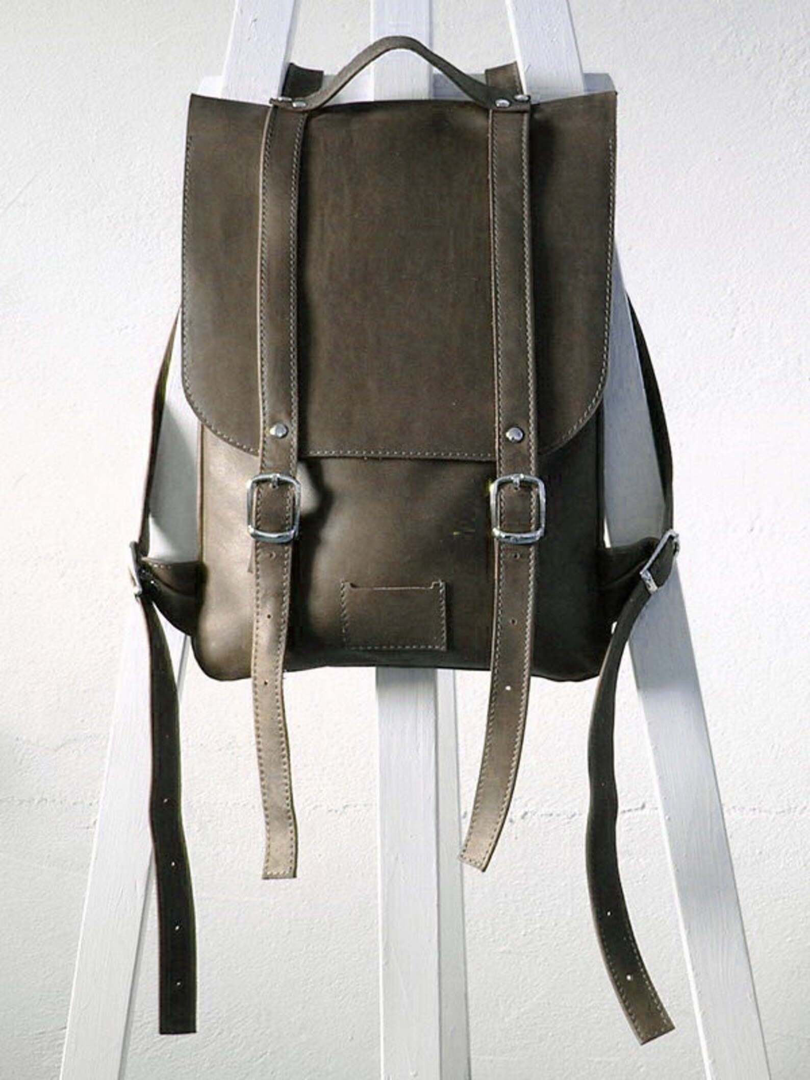 Dove Colored Leather Backpack Rucksack / in Stock / Laptop Bag ...