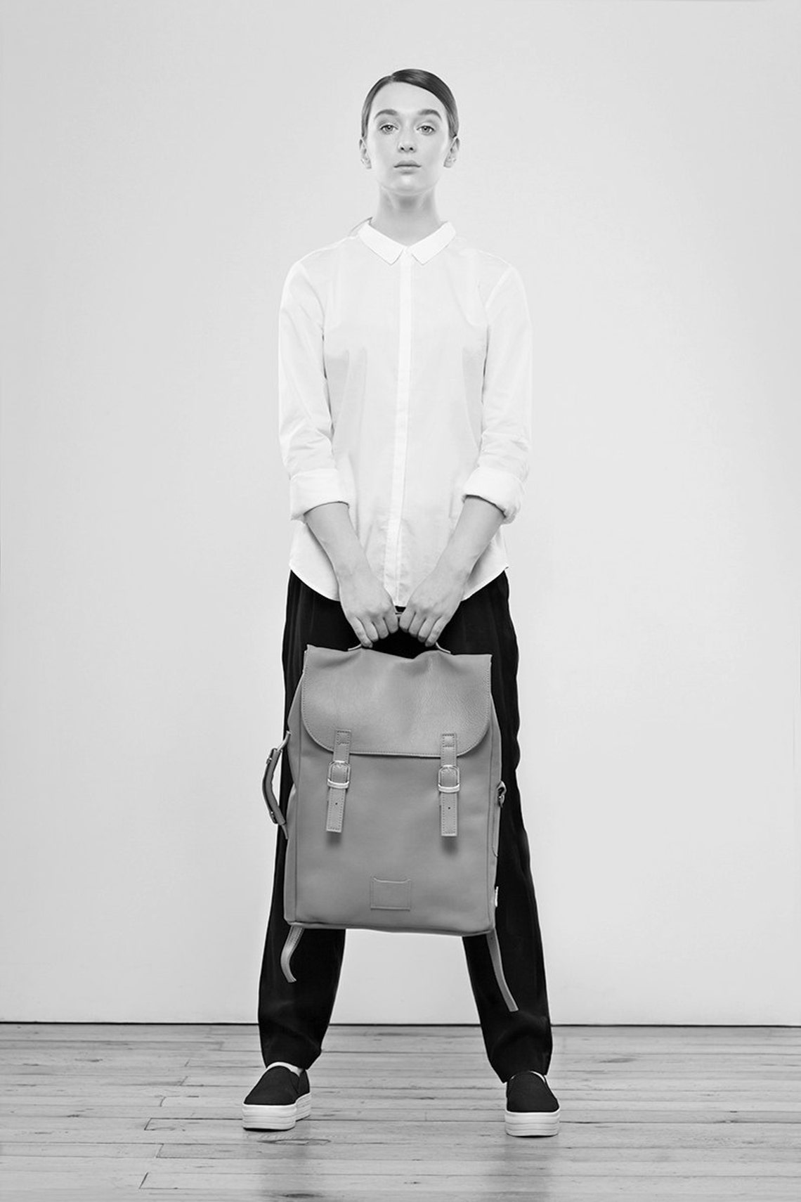 Milky White Large Leather Backpack Rucksack / to Order / | Etsy