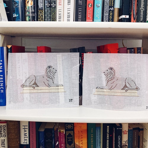 New York Public Library Lion Handpainted Needlepoint Canvas | Etsy