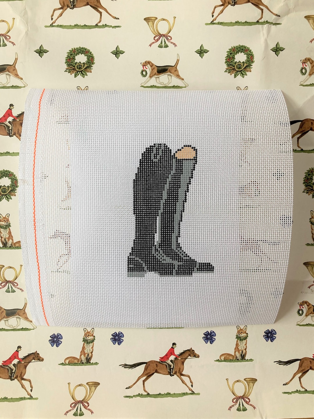 English Riding Boots Equestrian Handpainted Needlepoint Canvas - Etsy