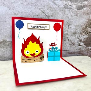 Howl's Moving Castle Birthday Card Calcifer Birthday Card - Etsy