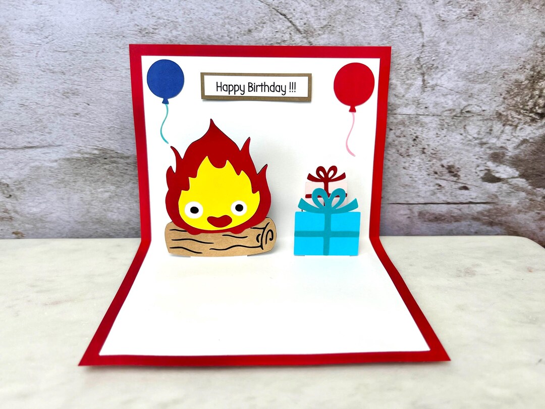 Howl's Moving Castle Birthday Card Calcifer Birthday Card - Etsy