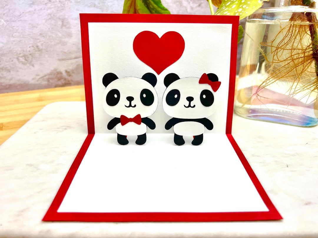 Panda Pop up Card: I Heart U Anniversary Card - Etsy