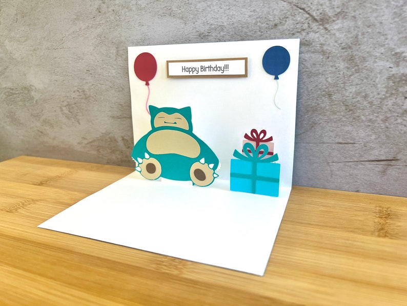 Snorlax Card Pop up Snorlax Card Snorlax Birthday Card - Etsy